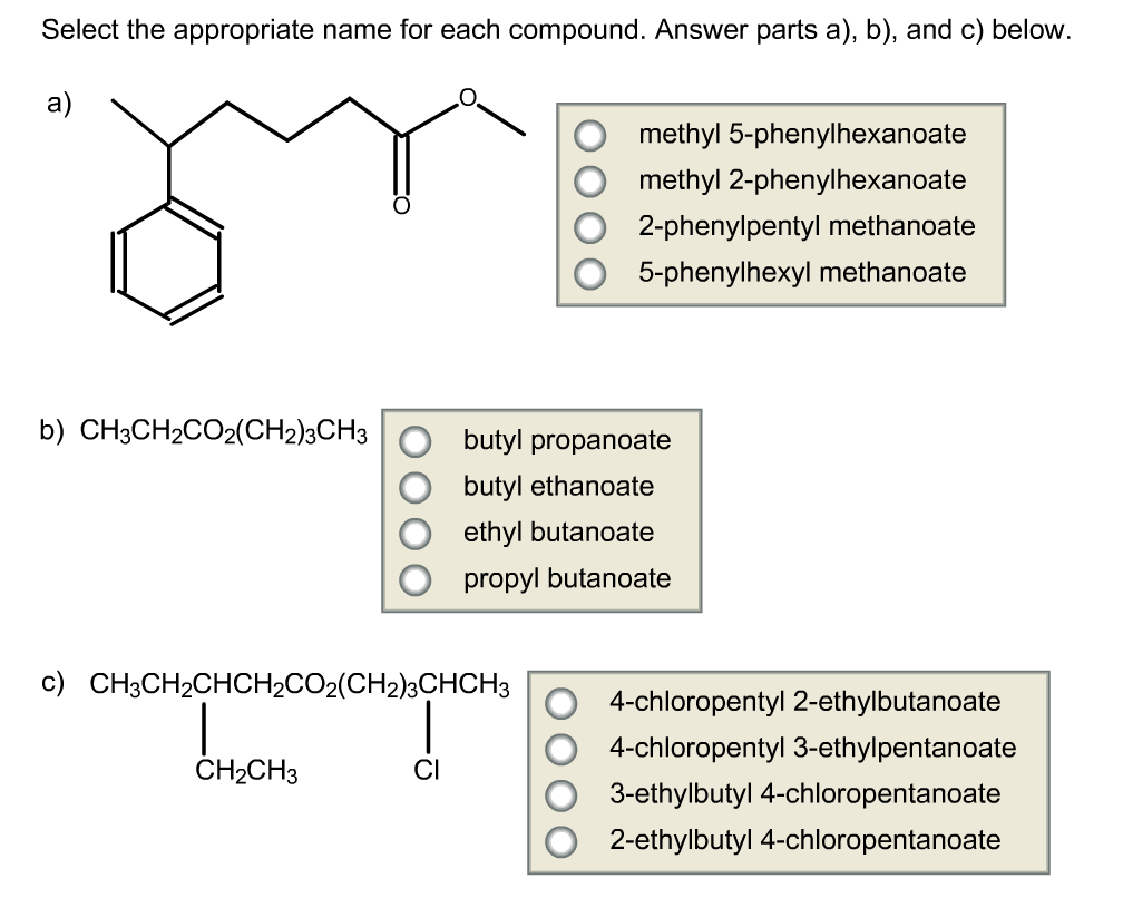 Solved Select the appropriate name for each compound. Answer | Chegg.com