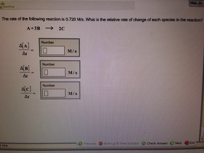 Solved Map g learning The rate of the following reaction is | Chegg.com