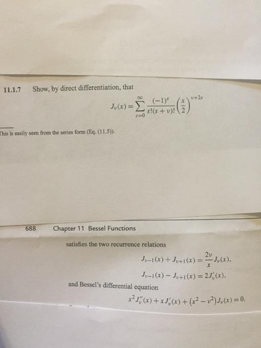 Show, by direct differentiation, that J_v(x) = | Chegg.com