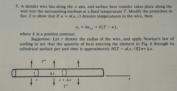 Solved 7. A slender wire lies along the x axis, and surface | Chegg.com