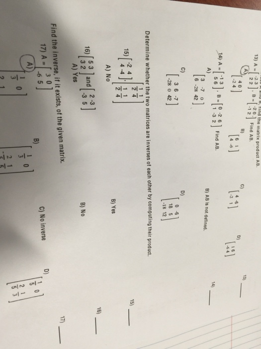 Solved Find the matrix product AB. A = [-2 3 2 2], B = [-2 | Chegg.com