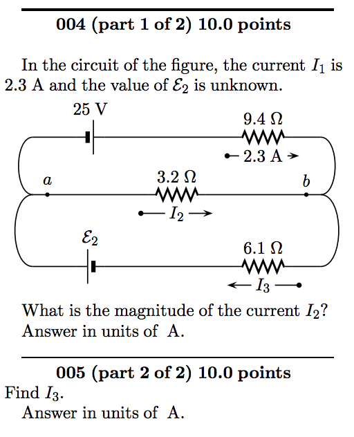 Solved 004 (part 1 of 2) 10.0 points In the circuit of the | Chegg.com