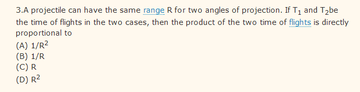 Solved A Projectile Can Have The Same Range R For Two Angles