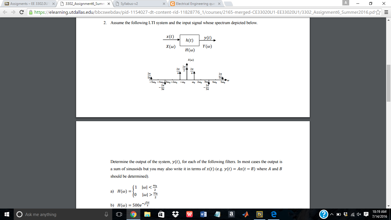 Solved Assume the following LTI system and the input signal | Chegg.com