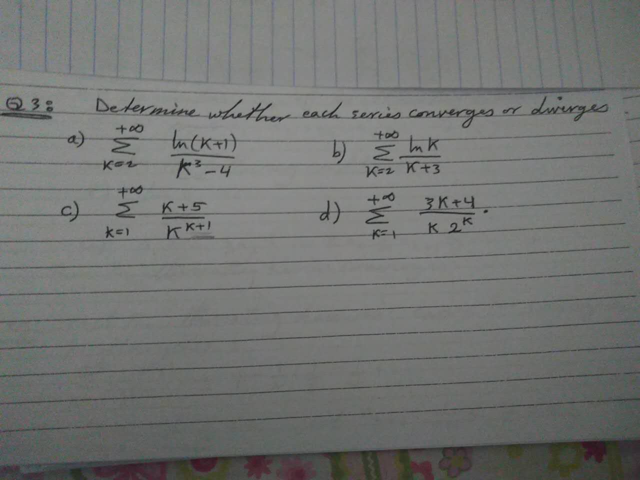 Solved Determine whether each series converges or diverges | Chegg.com