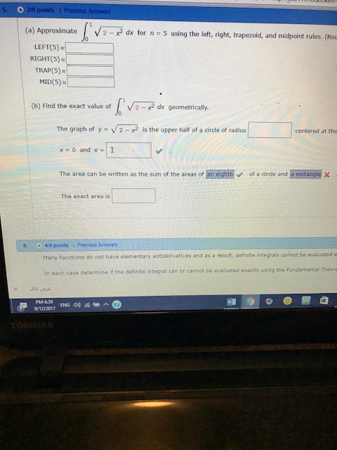 Solved Approximate integral^1_0 squareroot 2 - x^2 dx for n | Chegg.com