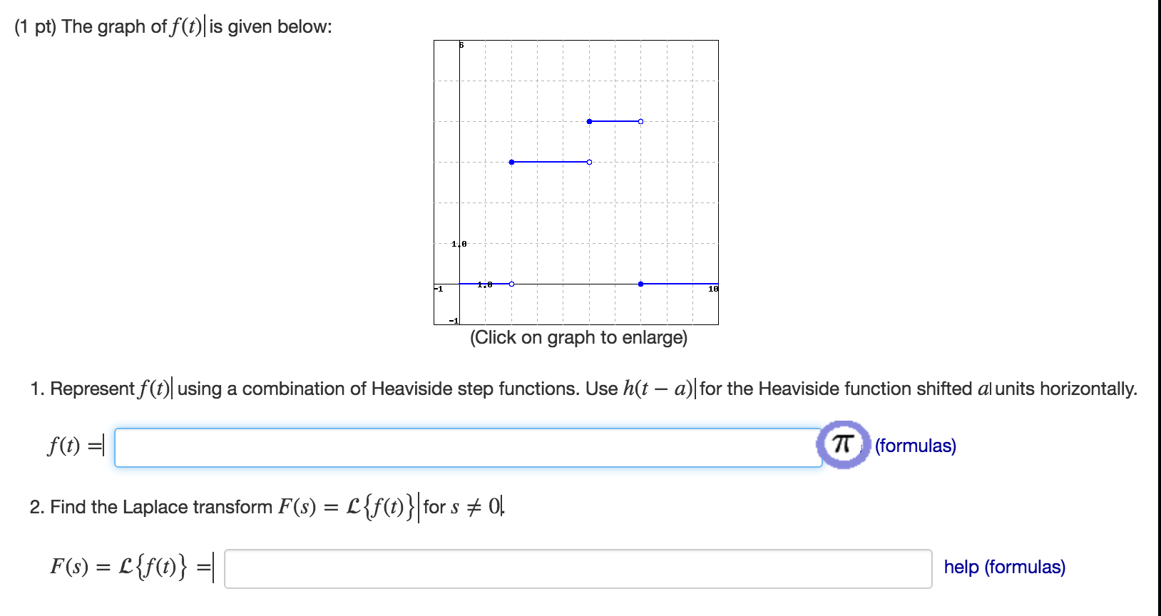 Solved The graph of f(t) is given below: Represent f(t)| | Chegg.com