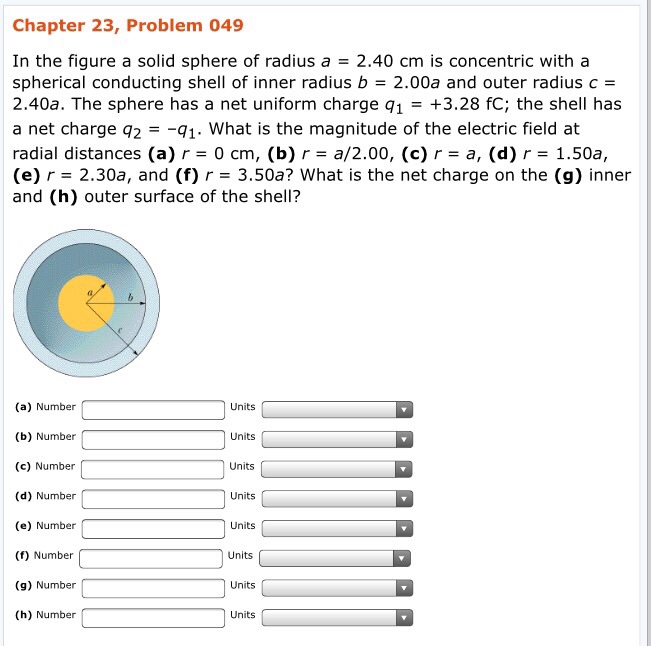 Solved In the figure a solid sphere of radius a = 2.40 cm is | Chegg.com
