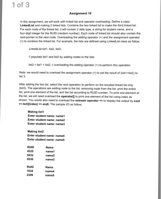 Solved 1 of 3 In this assignment, we will work with linked | Chegg.com