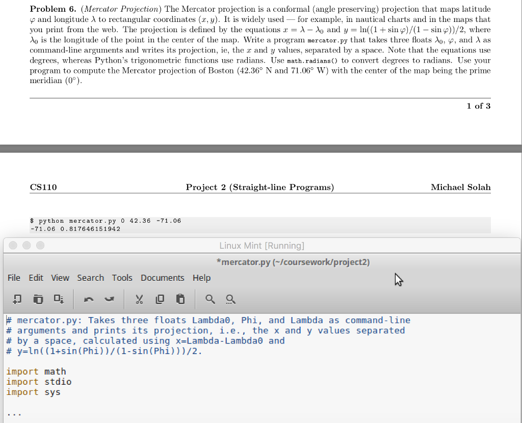 Solved Problem 6. (Mercator Projection) The Mercator | Chegg.com