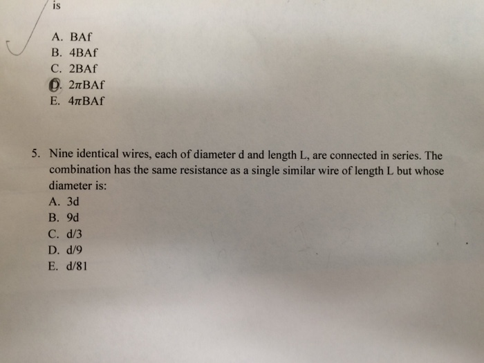 Solved Nine identical wires, each of diameter d and length | Chegg.com