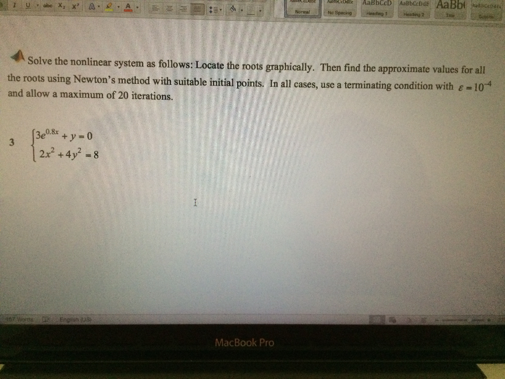 Solved Solve the nonlinear system as follows: Locate the | Chegg.com