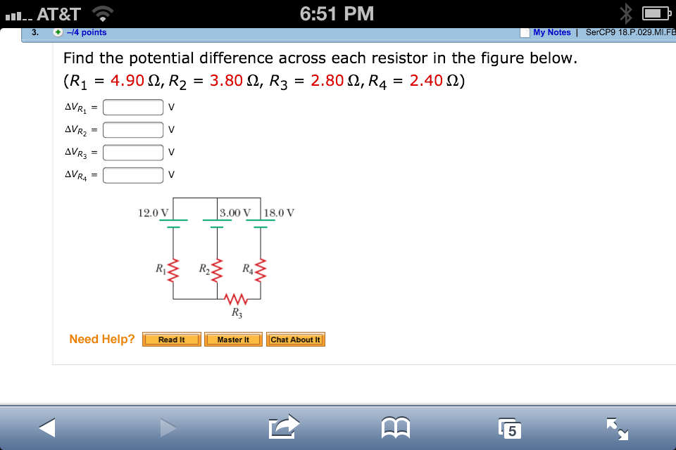 Solved Find the potential difference across each resistor in | Chegg.com