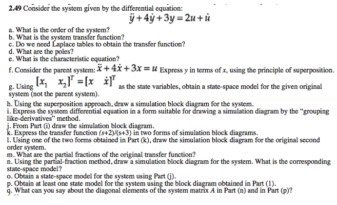 Solved Consider the system given by the differential | Chegg.com