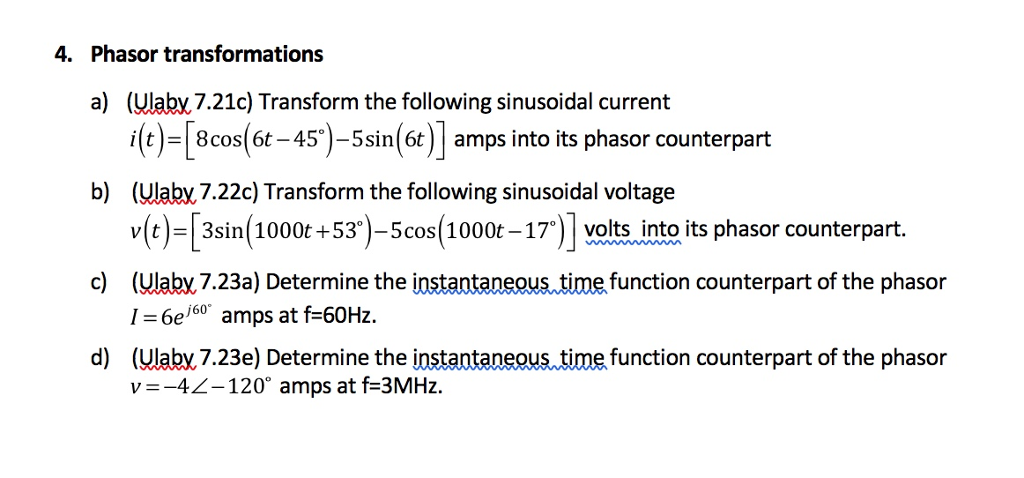 Solved 4. Phasor transformations a) (Ulaby7.21c) Transform | Chegg.com