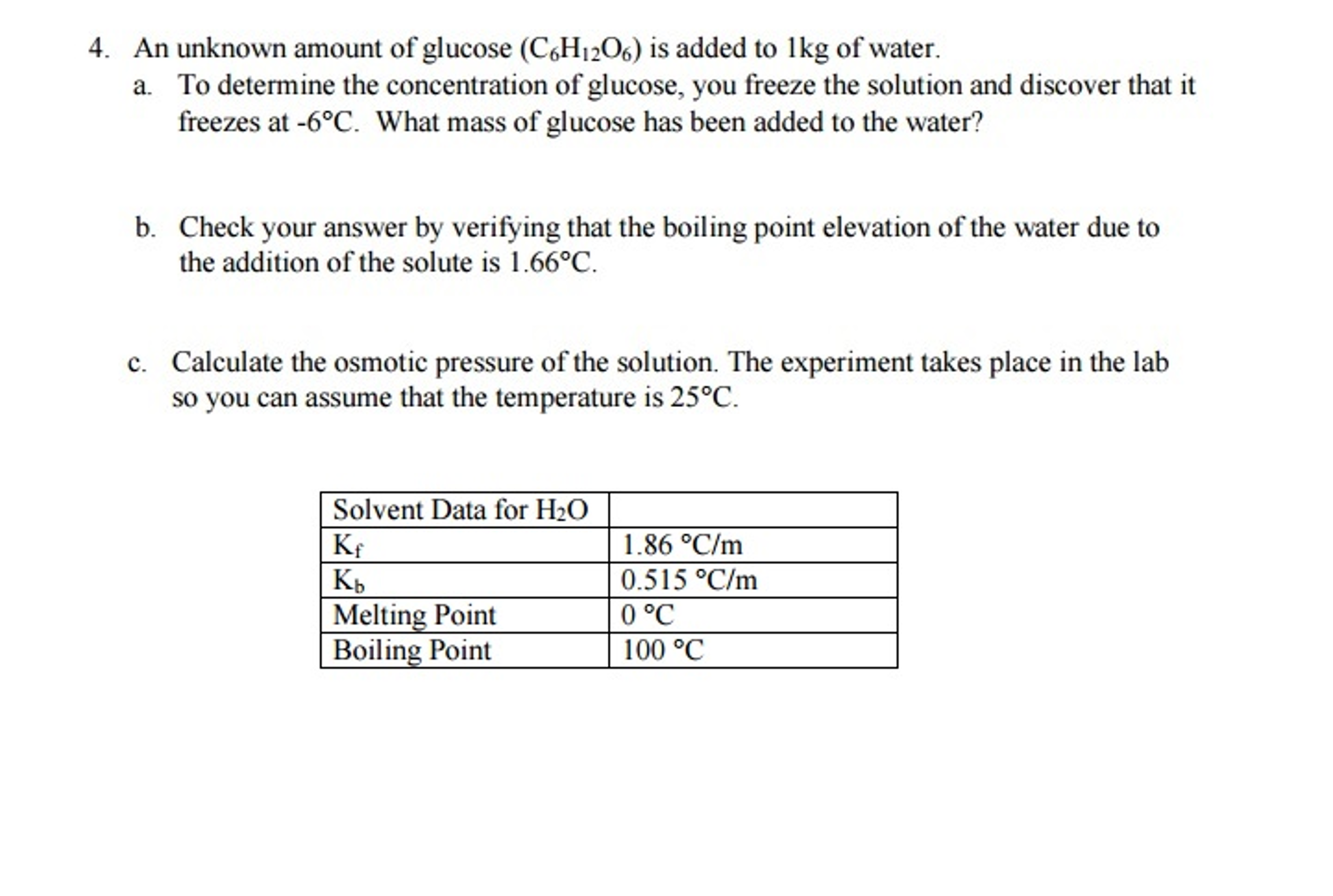 Solved An unknown amount of glucose (C_6H_12O_6) is added to | Chegg.com