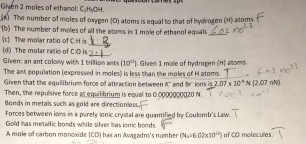 Solved Giyen 2 moles of ethanol: CHsOH The number of moles | Chegg.com