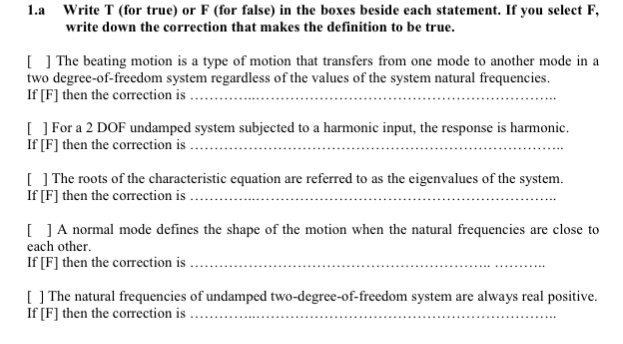 Solved Write T (for true) or F (for false) in the boxes | Chegg.com