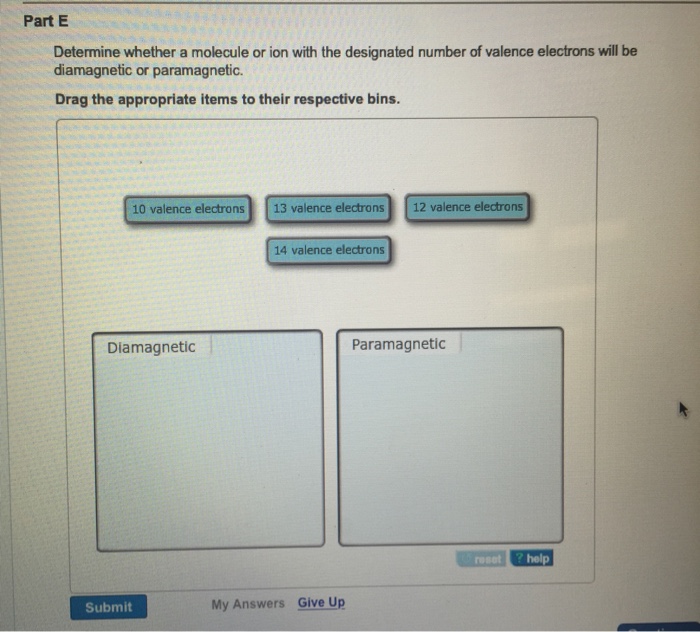 Solved Part A Determine The Bond Order In A Molecule Or Ion