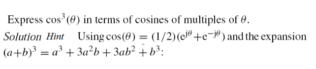 Solved Express cos ( in terms of cosines of multiples of e. | Chegg.com