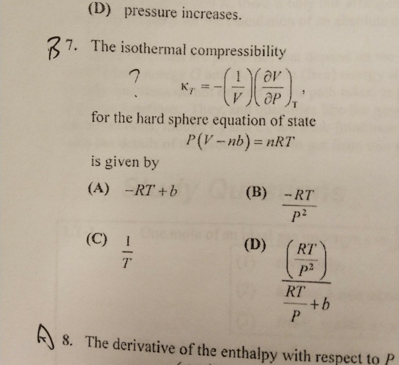 Solved (D) pressure increases. 37. The isothermal | Chegg.com