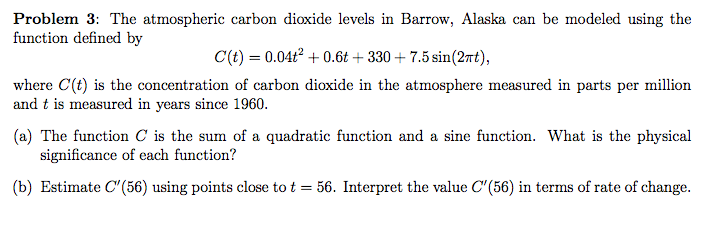 Solved The atmospheric carbon dioxide levels in Barrow, | Chegg.com