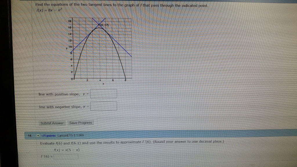 Solved Find the equations of the two tangent lines to the | Chegg.com