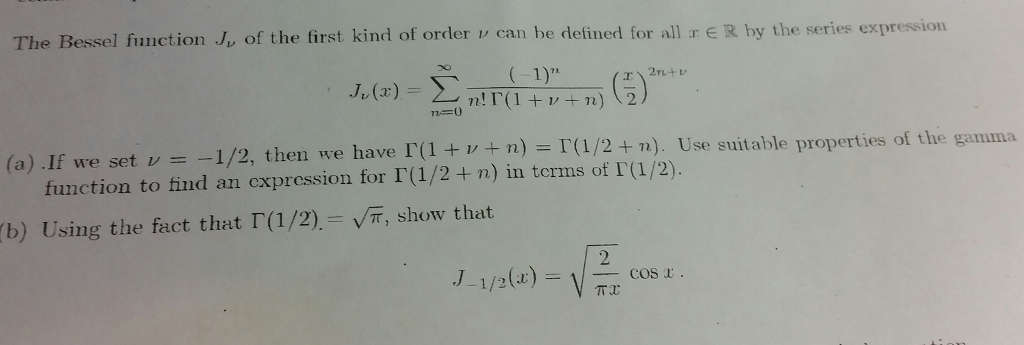 Solved The Bessel function J_v of the first kind of order v | Chegg.com
