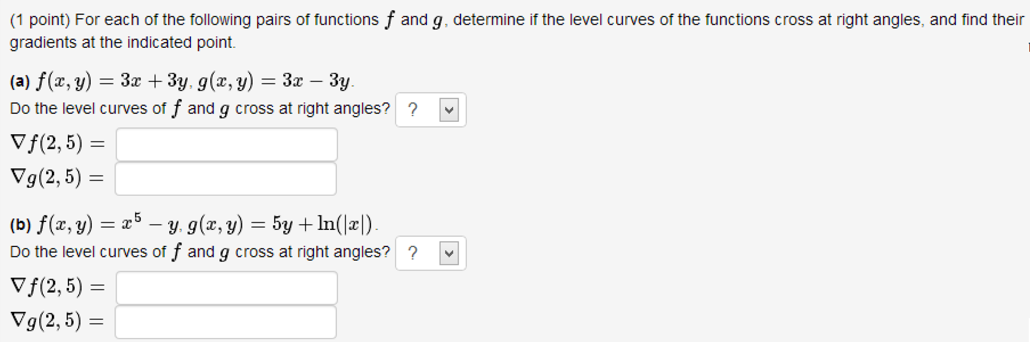 Solved Fot each pairs of functions, determine if the level | Chegg.com