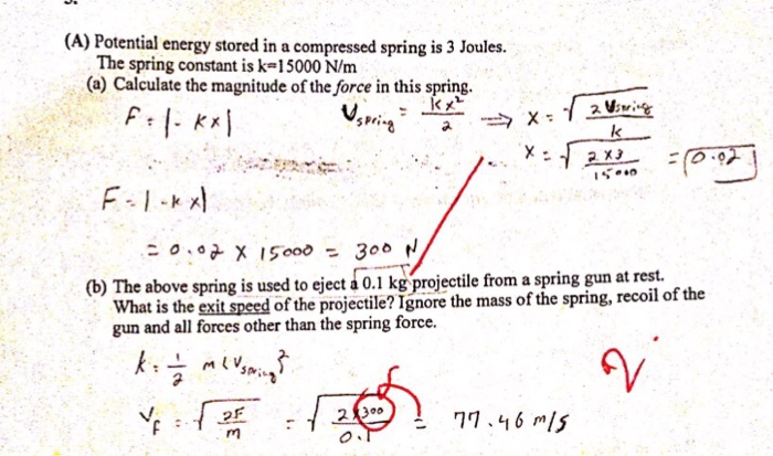 Solved (A) Potential energy stored in a compressed spring is | Chegg.com