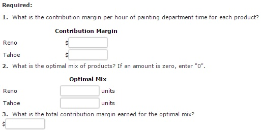 Solved Choosing the Optimal Product Mix with One | Chegg.com
