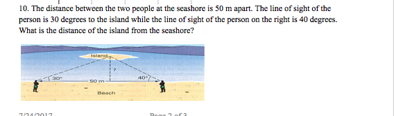 Solved 10. The distance between the two people at the | Chegg.com