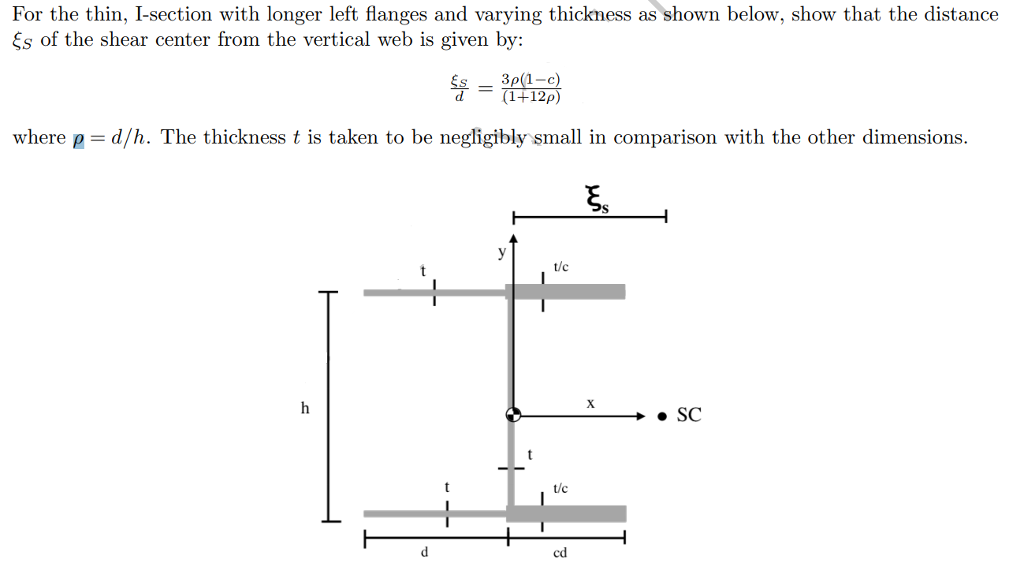 Solved For the thin, I-section with longer left flanges and | Chegg.com
