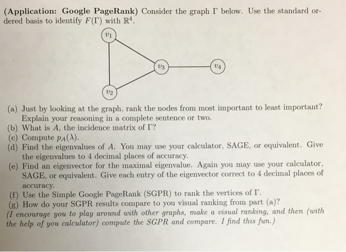 (Application: Google PageRank) Consider the graph | Chegg.com