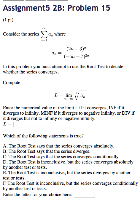 Solved Assignment5 2B: Problem 3 (1 pt) Find the limit of | Chegg.com