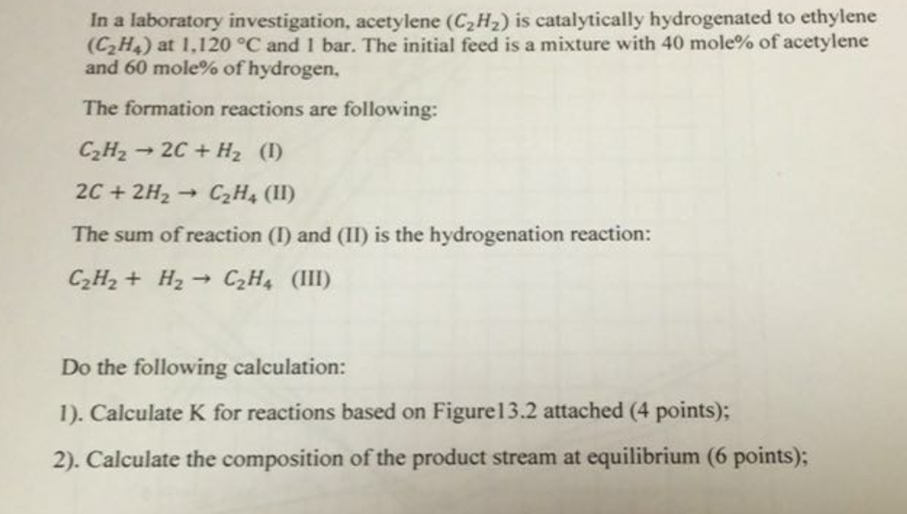 Solved In a laboratory investigation, acetylene (C2H2) is | Chegg.com