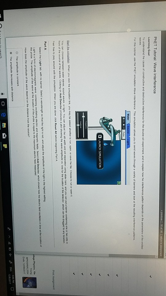 Solved PhET Tutorial: Wave Interference Learning Goal: For | Chegg.com