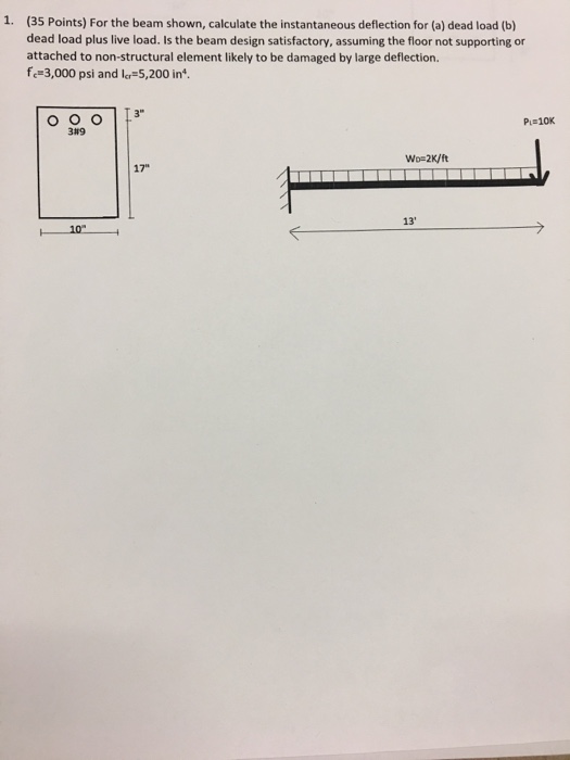 Solved For the beam shown, calculate the instantaneous | Chegg.com