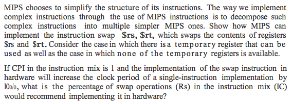 MIPS chooses to simplify the structure of its | Chegg.com