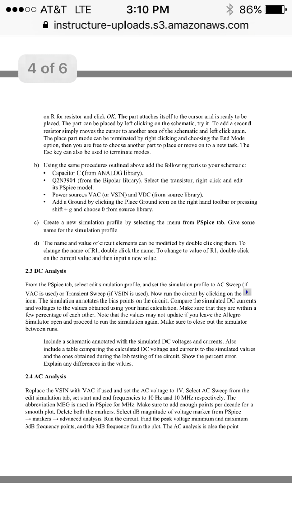 ..o AT&T LTE 3:10 PM instructure-uploads.s3.amazona C | Chegg.com