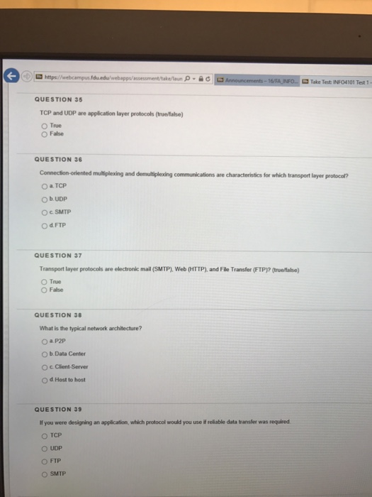 Solved TCP and UDP are application layer protocols | Chegg.com