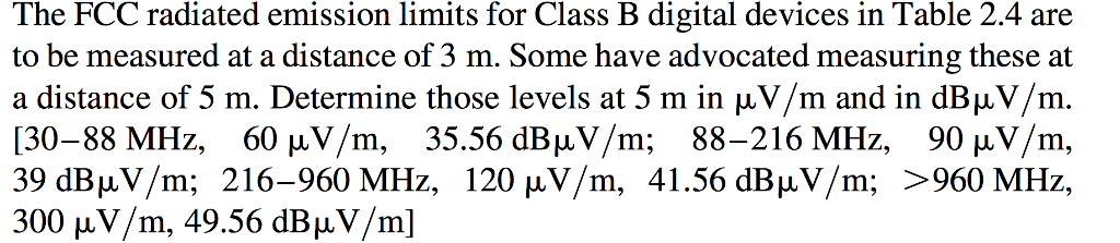 The FCC radiated emission limits for Class B digital | Chegg.com