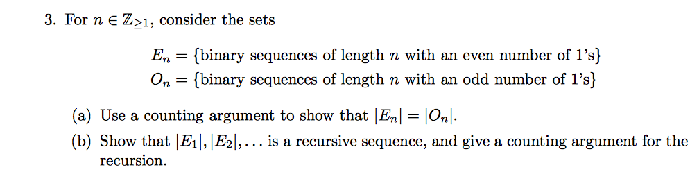 Solved 3. For n E Z^1, consider the sets En binary sequences | Chegg.com