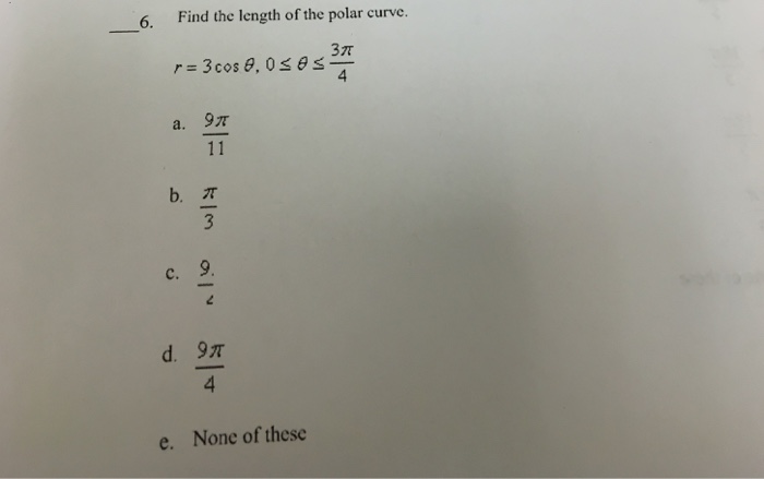 Solved Find the length of the polar curve. r = 3 cos theta, | Chegg.com