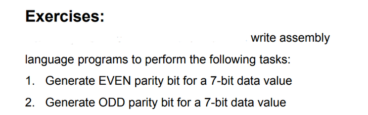 Solved Exercises: write assembly language programs to | Chegg.com
