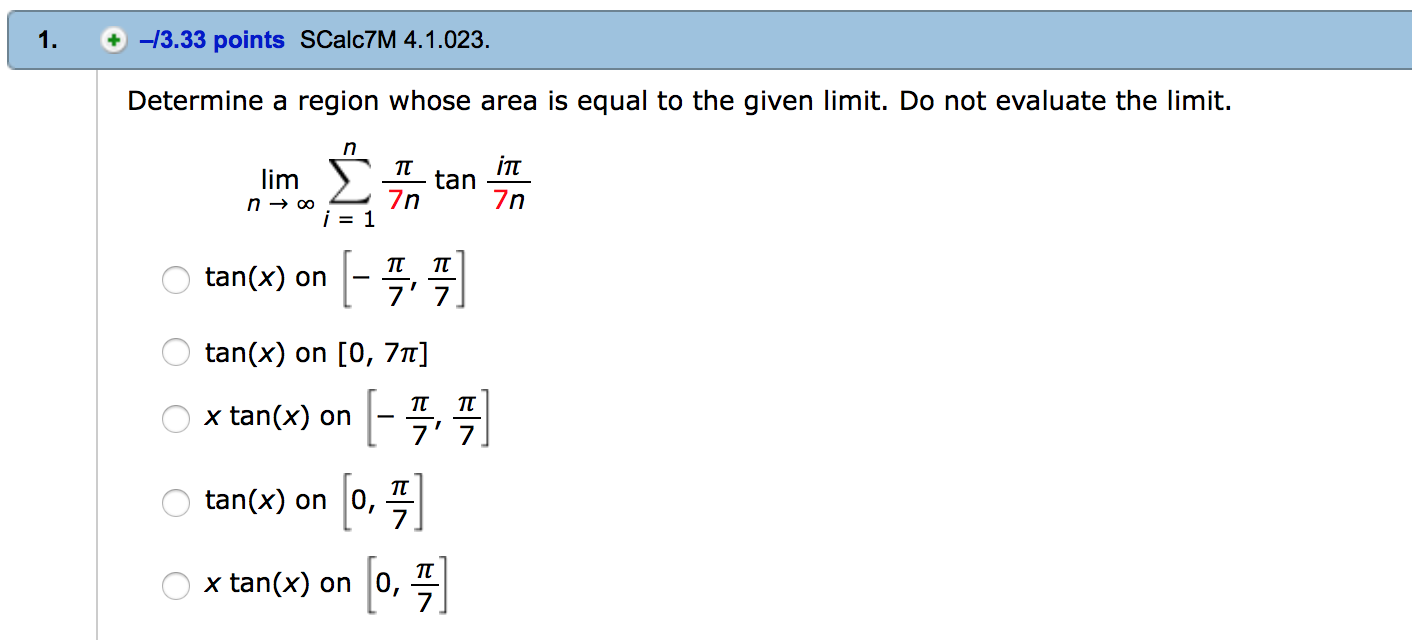 Solved Determine a region whose area is equal to the given | Chegg.com Solved Determine a region whose area is equal to the given | Chegg.com