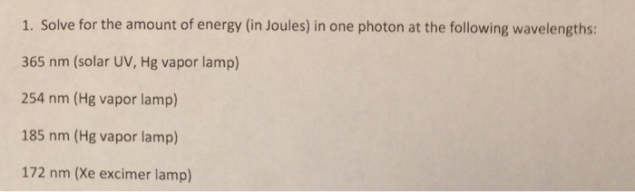 Solved: Solve For The Amount Of Energy (in Joules) In One ... | Chegg.com