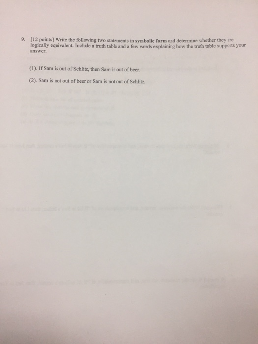 Solved Write the following two statements in symbolic form | Chegg.com