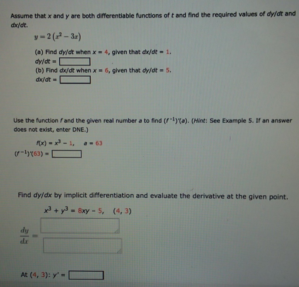 Solved Assume that x and y are both differentiable functions | Chegg.com