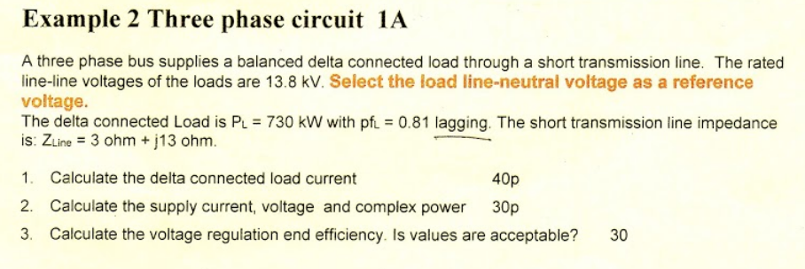 Solved A three phase bus supplies a balanced delta connected | Chegg.com
